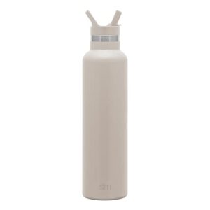 Simple Modern Water Bottle with Narrow Mouth Straw Lid Metal Thermos Vacuum Insulated Stainless Steel l Reusable Leak Proof BPA-Free Flask | Ascent Collection | 24oz, Almond Birch