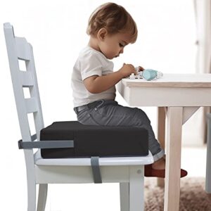 eiury booster seat for dining table, pu anti-scratch easy cleaning kids toddler booster seat for table, portable increasing booster cushion with non-slip bottom and adjustable elasticity straps