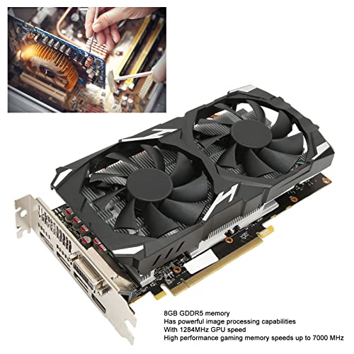 Graphics Card, RX 580 8GB GDDR5 256bit Graphics Card Support 8K 16 PCI Express 3.0, PC Gaming Graphics Card with Dual Fans