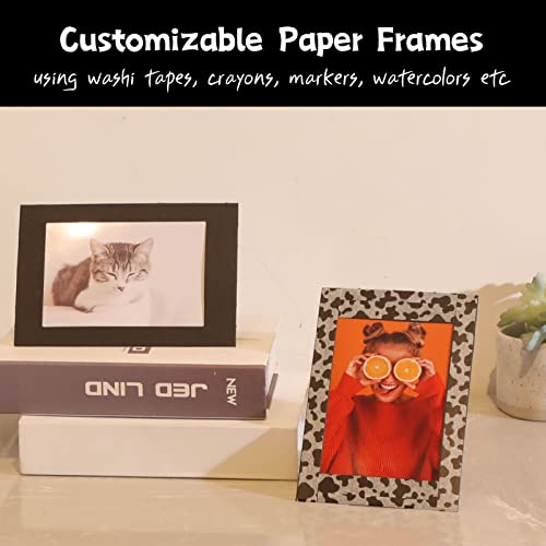 Litpoetic 50 Pack Standing Paper Picture Frames 4x6,Cardboard Photo Frame with Easel,Paper Photo Frame Cards,Gallery Frames Bulk For Wedding,DIY,Classroom, Black