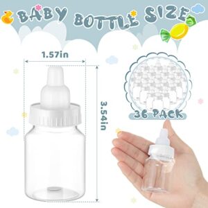 36 Pcs 3.5 Inch Baby Bottle Shower Favor Mini Plastic Candy Bottle Clear Plastic Baby Bottles for Baby Shower Mini Baby Bottle Feeding Bottle Candy Box for Baby Shower Favor Gift Decor (White)