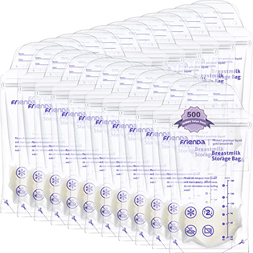 500 Count Breast Milk Storage Bags Bulk 6 Oz No Leak Milk Storing Bags Zipper Seal Breastmilk Freezer Bags Disposable Breastmilk Container for Breastfeeding Refrigeration Freezing Storage Essentials