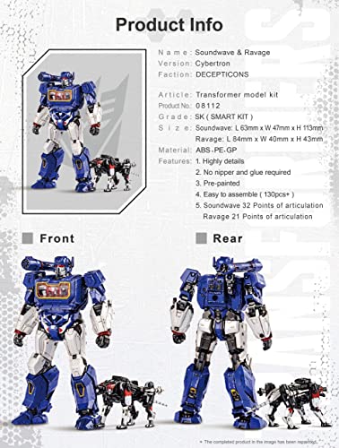 Transformers Soundwave Ravage Figure Model Kit – Cybertron Easy to Assemble 3D Articulated Action Pre Painted Collectible Series Toys Hobby 08112