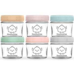 keababies 6-pack glass baby food containers - 4 oz leak-proof, microwavable, glass baby food jars - baby food storage containers - baby bullet jars with lids, freezer safe (musk dusk)