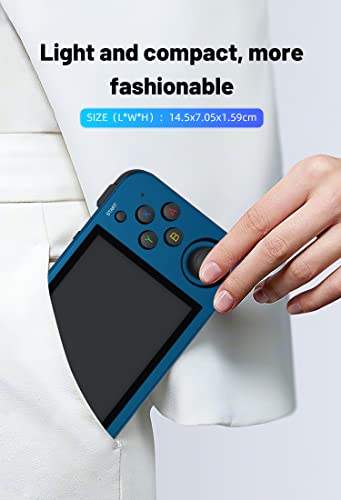 ANBERNIC RG353M Handheld Game Console , Aluminum Alloy CNC Process Dual OS Android 11 + Linux System Support 5G WiFi 4.2 Bluetooth Built-in 64G SD Card 4452 Games (Deep Blue)