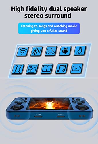 ANBERNIC RG353M Handheld Game Console , Aluminum Alloy CNC Process Dual OS Android 11 + Linux System Support 5G WiFi 4.2 Bluetooth Built-in 64G SD Card 4452 Games (Deep Blue)