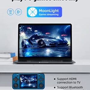 ANBERNIC RG353M Handheld Game Console , Aluminum Alloy CNC Process Dual OS Android 11 + Linux System Support 5G WiFi 4.2 Bluetooth Built-in 64G SD Card 4452 Games (Deep Blue)