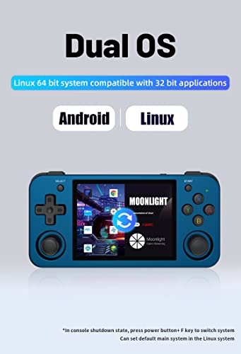 ANBERNIC RG353M Handheld Game Console , Aluminum Alloy CNC Process Dual OS Android 11 + Linux System Support 5G WiFi 4.2 Bluetooth Built-in 64G SD Card 4452 Games (Deep Blue)