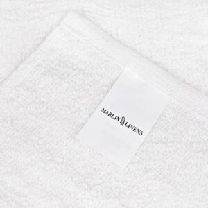 Marlin Linens Cotton Salon Towels 15x25, Soft & Super Absorbent White Terry Towels 24 Pack, Beauty Salon, Hair, Spa, Face, Gym Towel, Hand Towel Non-Bleach Lightweight Bulk Towel