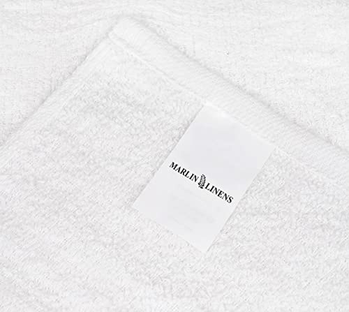 Marlin Linens Cotton Salon Towels 15x25, Soft & Super Absorbent White Terry Towels 24 Pack, Beauty Salon, Hair, Spa, Face, Gym Towel, Hand Towel Non-Bleach Lightweight Bulk Towel