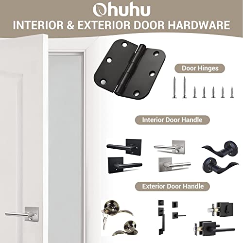 Ohuhu Front Door Handle, Heavy Duty Upgraded Front Door Lock Set Exterior Entry Matte Black Door Handles Single Cylinder Reversible Lever Zinc Alloy Use with Mechanical Electronic Smart Deadbolt Lock