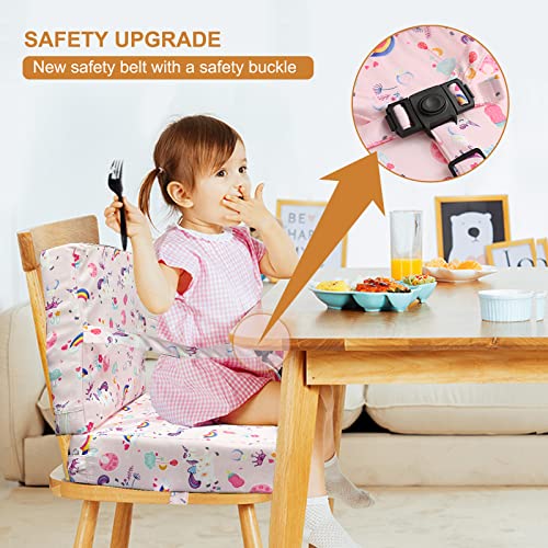 Toddler Booster Seat for Dining Table, Kids Child Baby Booster Seat for Table with Backrest, Adjustable Straps Safety Buckle, Waterproof Washable, Non-Slip Bottom Booster Cushion