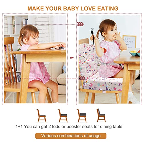 Toddler Booster Seat for Dining Table, Kids Child Baby Booster Seat for Table with Backrest, Adjustable Straps Safety Buckle, Waterproof Washable, Non-Slip Bottom Booster Cushion