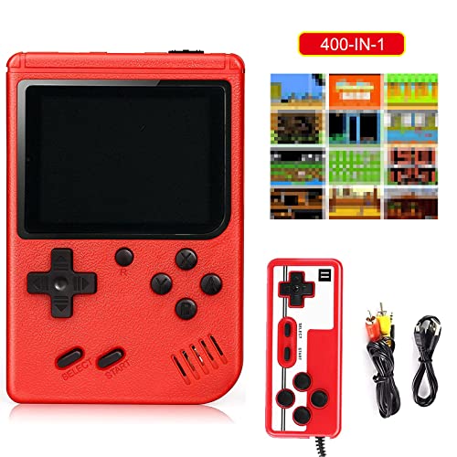 Handheld Game Console-Portable Retro Video Game with 400 Classic FC Games, 2.8 Inch Color Screen, Support TV Connection & Two Players, 1020mAh Rechargeable Battery Present for Kids (RED)