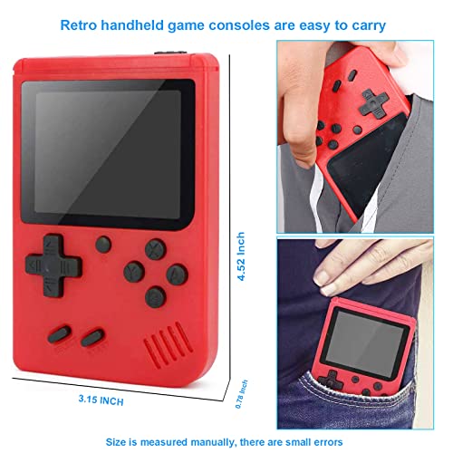 Handheld Game Console-Portable Retro Video Game with 400 Classic FC Games, 2.8 Inch Color Screen, Support TV Connection & Two Players, 1020mAh Rechargeable Battery Present for Kids (RED)