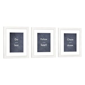 DEKWINN 8x10 Picture Frame Set of 3 with Real Glass for Pictures 5x7 with Mat or 8x10 Without Mat, Wall Mounting or Tabletop display Photo Frames in White