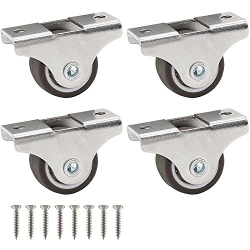 Waziaqoc 1 Inch Small Caster Wheels, Heavy Duty Rigid Non-Swivel Casters Plastic Silent Mini Casters Fixed Casters for Furniture (4 Pack)