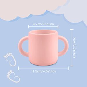 TQONEP Silicone Toddler Cup for Babies,5oz Silicone Training Cup for Infants 2 Handles, Easy Grip Handles Toddler Learning Cup Applicable for Baby Over 6 Months +（Pink+Deep Pink