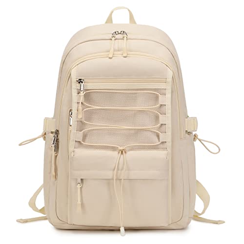 Sunborls Travel Laptop Backpacks with Girls Weekend Leisure Day Vacation Backpack Unisex 15.6inch School Cute Lightweight High-Capacity The Gift Bookbag(Off-White)