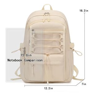 Sunborls Travel Laptop Backpacks with Girls Weekend Leisure Day Vacation Backpack Unisex 15.6inch School Cute Lightweight High-Capacity The Gift Bookbag(Off-White)