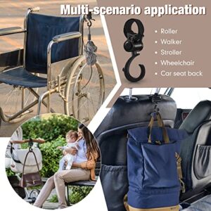 4 Pcs Walker Hook Hanging Multipurpose 360° Rotation Stroller Clip Diaper Bag Hanger for Walker Rollator Crutches Wheelchair Shopping Cart Car Back Seat Purses Bike Wheelchair Pushchair, Black