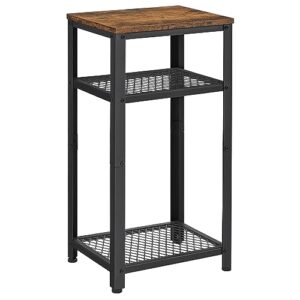 vasagle tall side table, telephone table, end table with 2 mesh shelves, for living room, bedroom, home office, 11.8 x 15.7 x 29.5 inches, rustic brown and black ulet75bxv1