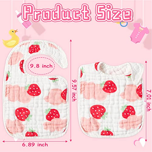 BUoonyer 10pcs Snap Muslin Cotton Bibs, Baby Bandanna Drool Bibs, Adjustable Soft Absorbent Cotton Scarf, Burp Cloths for Babies Infants Newborns Toddlers Feeding, Eating, Teething (Pink)