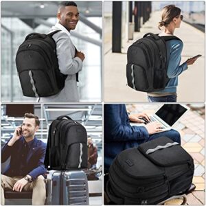 Backpack for Men, Larger College Backpack with USB Charging Port Fits 15.6 Inch Laptop, Water Resistant Durable Travel Back pack, Business Anti Theft Daypack Gifts for Women, Black