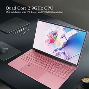 ciciglow Pink 1920x1080 Laptop, Quad Core 2.9GHz HD Gaming Laptop, Fast Bootup and Data Transfer, Long Battery Life, 6000mAh Battery(16+512G)