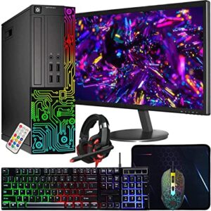 dell optiplex small desktop computer (sff) pc | quad core intel i5 (3.2ghz) | 16gb ddr3 ram | 512gb ssd | 24 inch monitor | rgb gaming keyboard & mouse , headset | windows 10 pro (renewed)