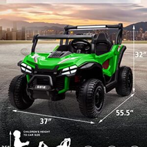 OTTARO 24V Ride on Cars 2 Seater, Electric Cars Vehicles for Adults and Kids, 4WD Ride on UTV Truck w/Remote Control, 25" Spacious Seat, 2 Safety Belts, Bright Light, Music Player,Bluetooth（Green）