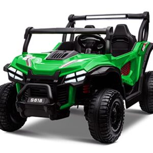 OTTARO 24V Ride on Cars 2 Seater, Electric Cars Vehicles for Adults and Kids, 4WD Ride on UTV Truck w/Remote Control, 25" Spacious Seat, 2 Safety Belts, Bright Light, Music Player,Bluetooth（Green）