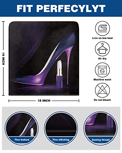 Dining Chair Back Covers, Purple Lipstick and High Heel Black Chair Covers Chair Slipcovers Protective Covers for Holiday Party Festival Decoration, Set of 4