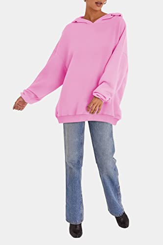 EFAN Preppy Clothes Hoodies for Women Teen Girls Oversized Sweatshirts Fall Fashion Outfits 2023 Clothes Soft Cute Tops Sweaters Pink