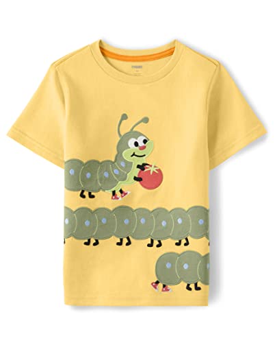 Gymboree,Boys,and Toddler Embroidered Graphic Short Sleeve T-Shirts,Gold Catepillar,3T