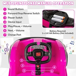 GLACER Electric Go Kart for Kids, 6V Battery Powered Kids Go Kart w/ 2.4G Remote Control, Electric Ride On Car w/Soft Start, Sound and Music Function, Electric Ride On Toy Gift for Boys Girls (Pink)