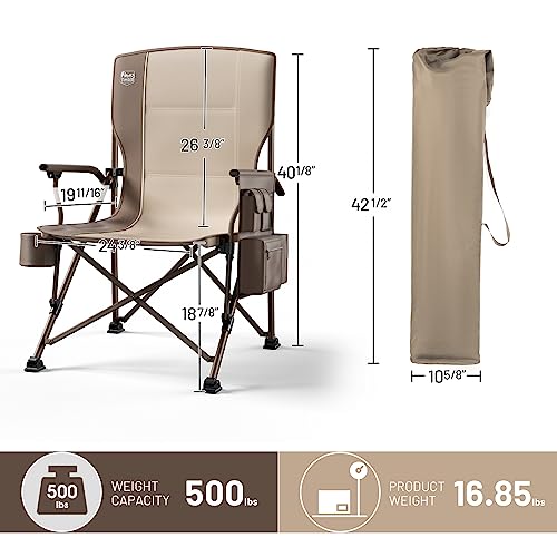 TIMBER RIDGE Oversized Folding Camping Chair High Back Heavy Duty for Adults Support up to 500lbs with Cup Holder, Side Pocket