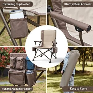 TIMBER RIDGE Oversized Folding Camping Chair High Back Heavy Duty for Adults Support up to 500lbs with Cup Holder, Side Pocket