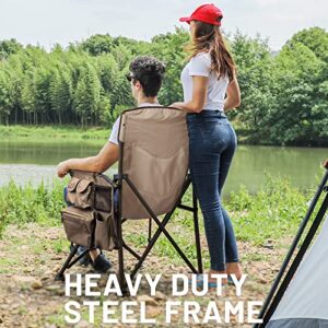 TIMBER RIDGE Oversized Folding Camping Chair High Back Heavy Duty for Adults Support up to 500lbs with Cup Holder, Side Pocket