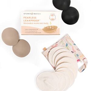 Kindred Bravely Fearless Leakproof Breast Pad 4-Pack & Organic Washable Breast Pads 10-Pack Bundle