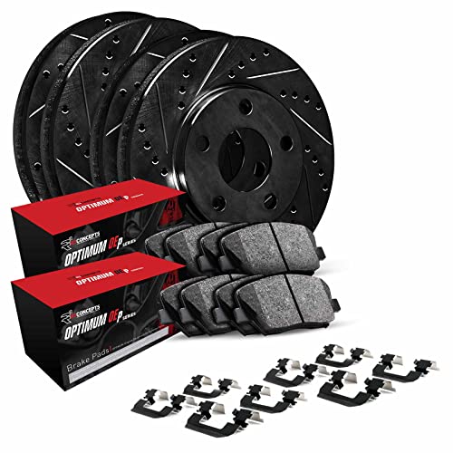 R1 Concepts Front Rear Brakes and Rotors Kit |Front Rear Brake Pads| Brake Rotors and Pads| Optimum OEp Brake Pads and Rotors| Hardware Kit WHUH2-68010