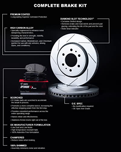 R1 Concepts Front Brakes and Rotors Kit |Front Brake Pads| Brake Rotors and Pads| Optimum OEp Brake Pads and Rotors WLUN1-48166