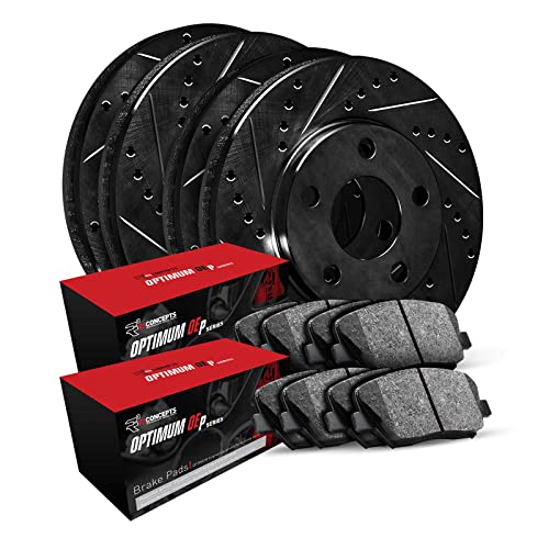 R1 Concepts Front Rear Brakes and Rotors Kit |Front Rear Brake Pads| Brake Rotors and Pads| Optimum OEp Brake Pads and Rotors|fits 2015-2021 Audi A3, A3 Quattro, A3 Sportback e-tron, Q2; Seat Ateca