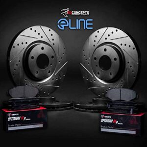 R1 Concepts Front Rear Brakes and Rotors Kit |Front Rear Brake Pads| Brake Rotors and Pads| Optimum OEp Brake Pads and Rotors|fits 2015-2021 Audi A3, A3 Quattro, A3 Sportback e-tron, Q2; Seat Ateca