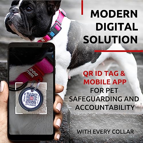 WAUDOG Waterproof Dog Collar - Adjustable Dog Collar for Large Dogs, Small and Medium Dogs - Breakaway Dog Collar Waterproof with Plastic Buckle and QR Dog Tag - Boy & Girl Dog Collars (Pink)