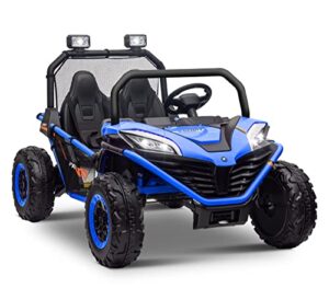 ottaro 24v 10ah ride on utv cars 2 seater, electric cars vehicles for kids teens,metal frame,eva wheels, 2x200w powerful motors, 20” large 2 seats, bluetooth, remote control, max speed 4.7mph(blue)