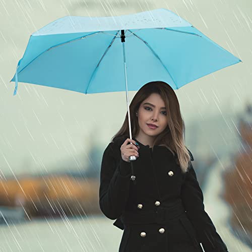 Trenovo Compact Umbrella - Mini Umbrella for Travel, Alluminum Super Lightweight Small Umbrella for Backpack, 6 Ribs Travel Umbrella Compact - Blue