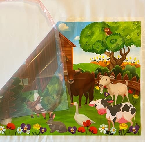 Kadazzel Disposable Place Mats, 40 Fun Farm Animal Disposable Sanitary Baby Toddler Sticky Mat