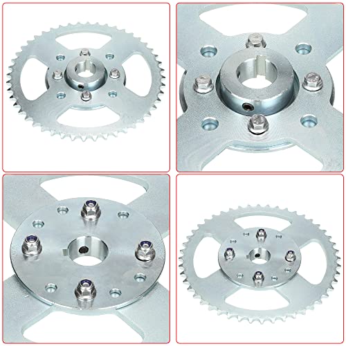 GREHUA Rear Sprocket Drum Brake Hub Adapter 1" Bore 1/4" Keyway with 40 41 420 Chain 48T Drive Sprocket Kit for Predator 212cc 196cc 6.5hp Dune Buggy Drift Trike Heavy Duty Go Kart Cart Parts Racing