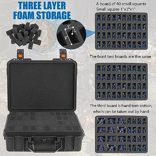 Miniature Storage Figure Case, TORIBIO 80 Slot Figurine Minature Carrying Case, Customizable Foam Miniature Sturdy Hard Case, Compatible with Warhammer 40k, Dungeons & Dragons and More